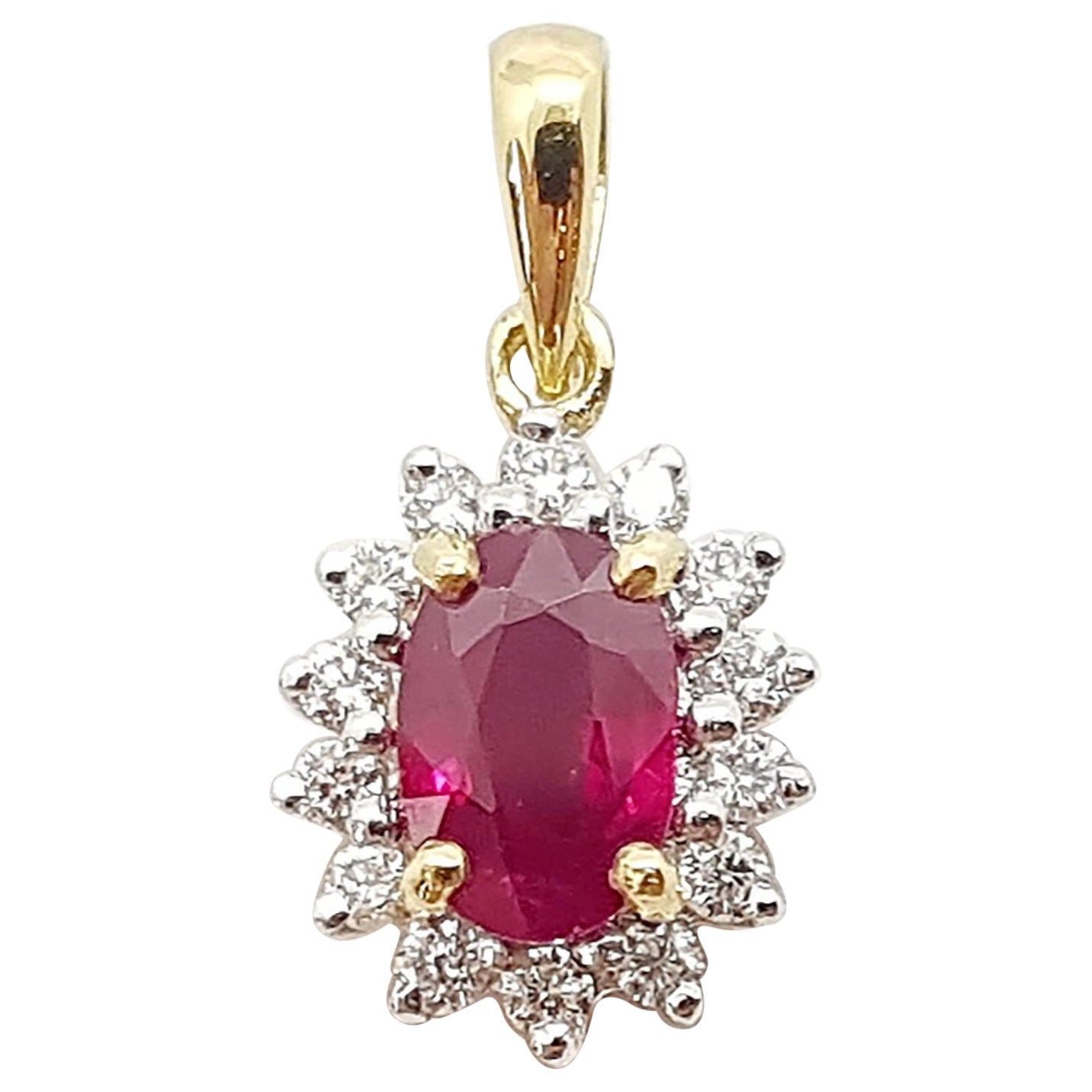 18 Karat Invisible Setting Ruby and Diamonds Pendant Necklace at 1stDibs