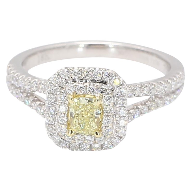 GIA Certified 2.09 Carat Total Oval Fancy Light Yellow and Gray Diamond Ring at 1stDibs