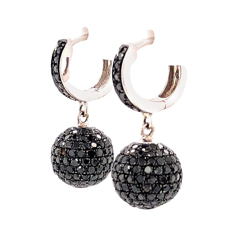 Pave Diamond Ball Earrings Made in 18k Gold For Sale at 1stDibs