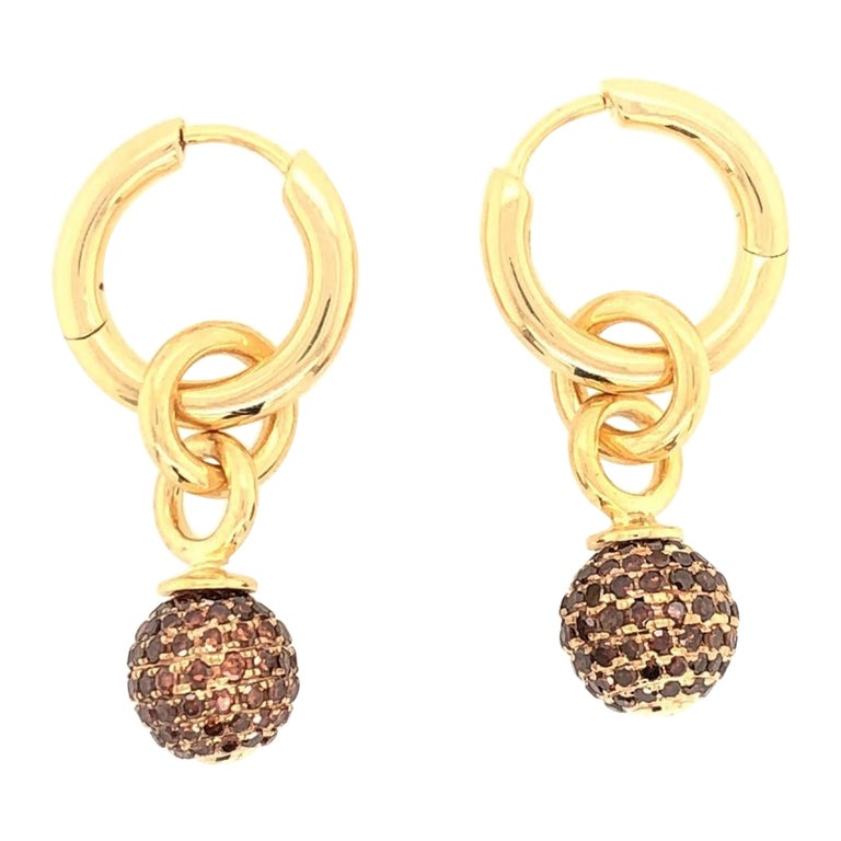 Diamond Ball Drop Earrring Made in 18k Gold For Sale at 1stDibs