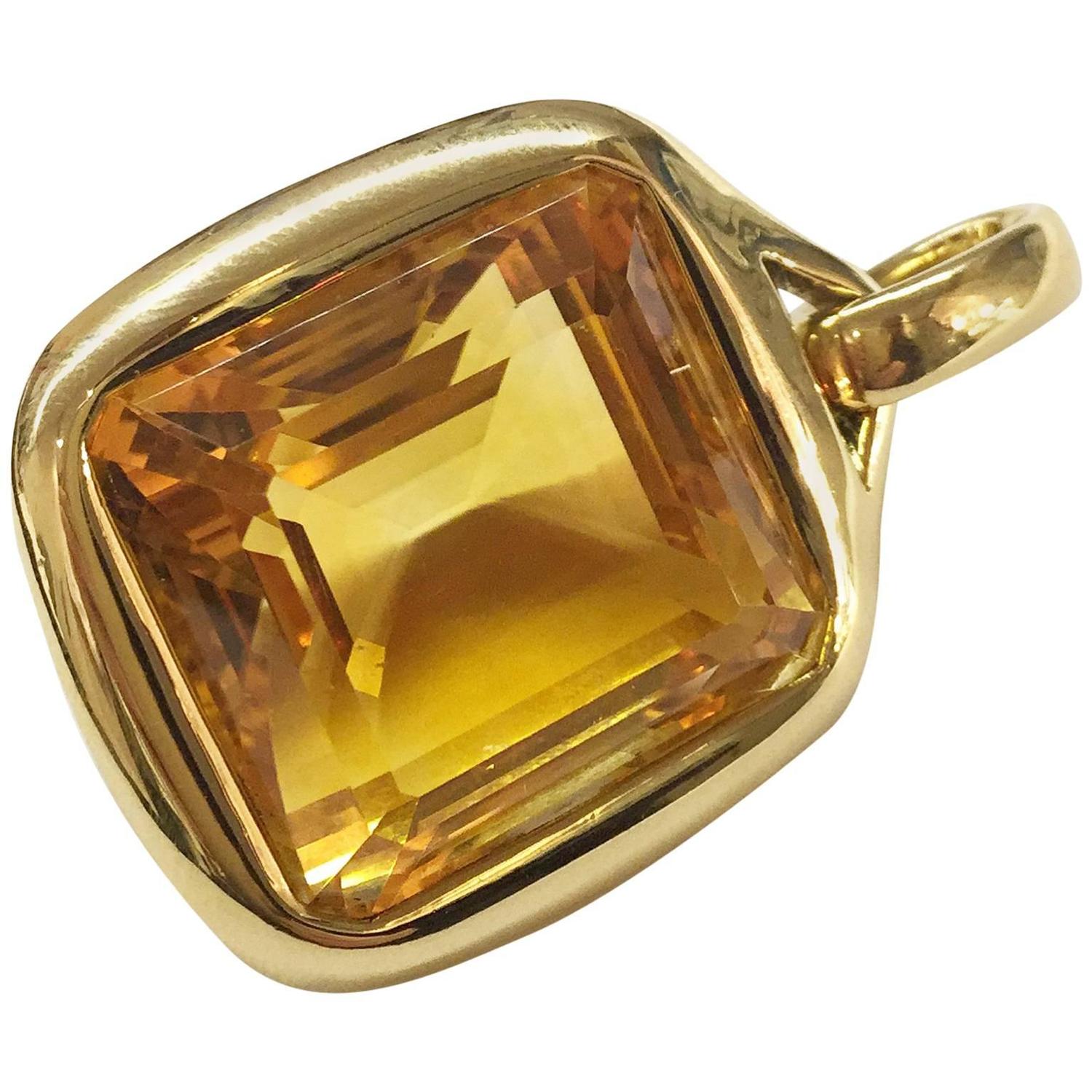 Large Citrine Gold Pendant at 1stdibs