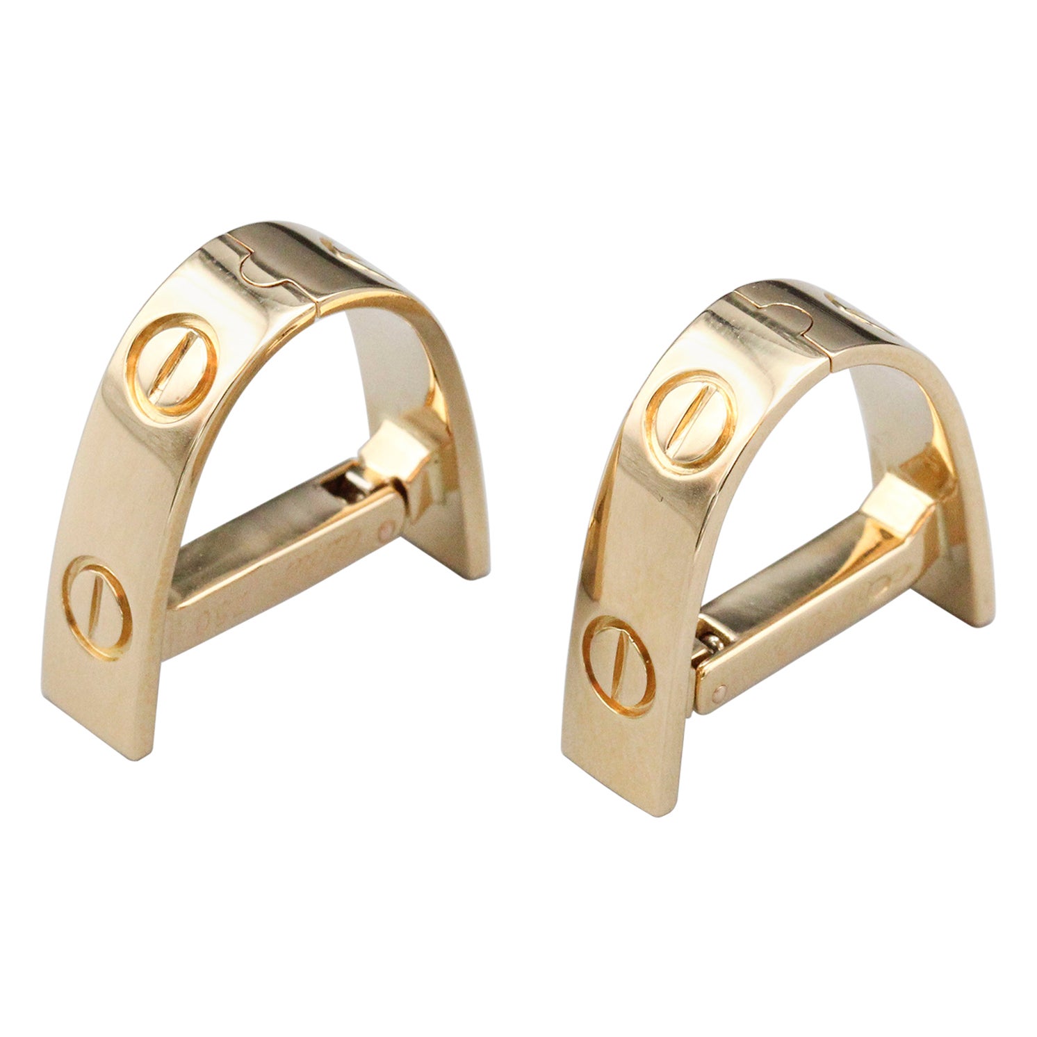 Rare Cartier Gold Hinged Circle Cufflinks at 1stDibs