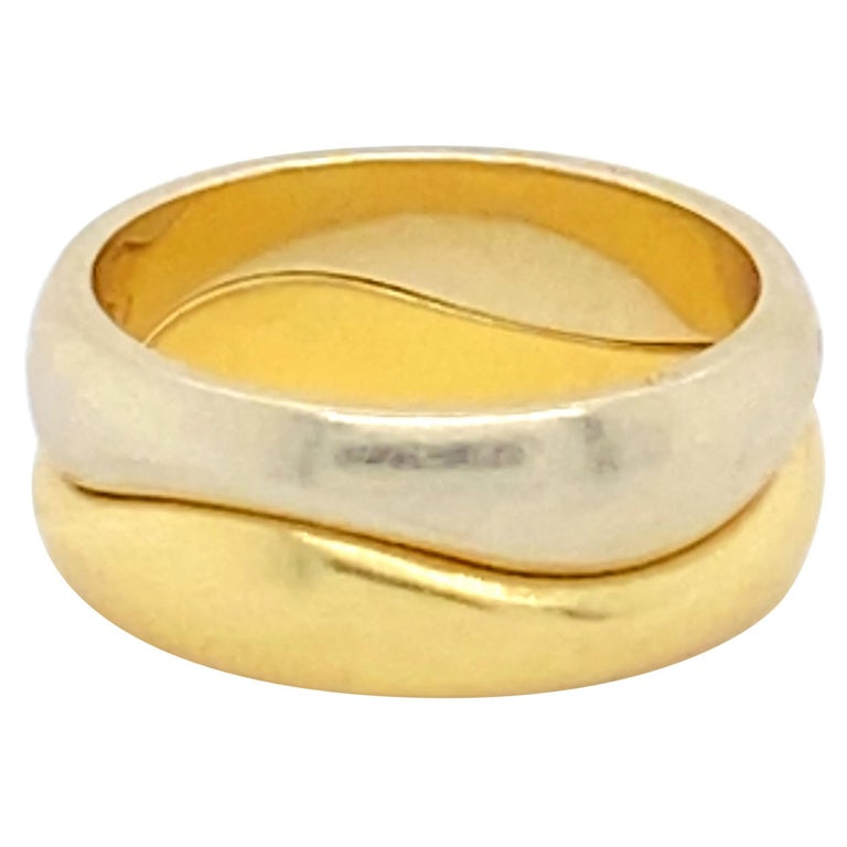 Cartier Wave Stack Rings 18k Gold Set of Two at 1stDibs | cartier wave ring