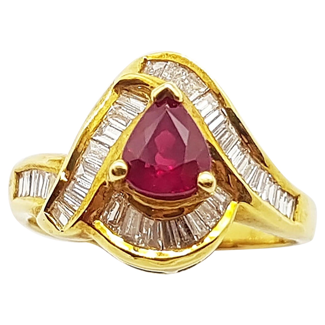 Peridot with Ruby and Diamond Ring Set in 18 Karat Gold Settings at ...