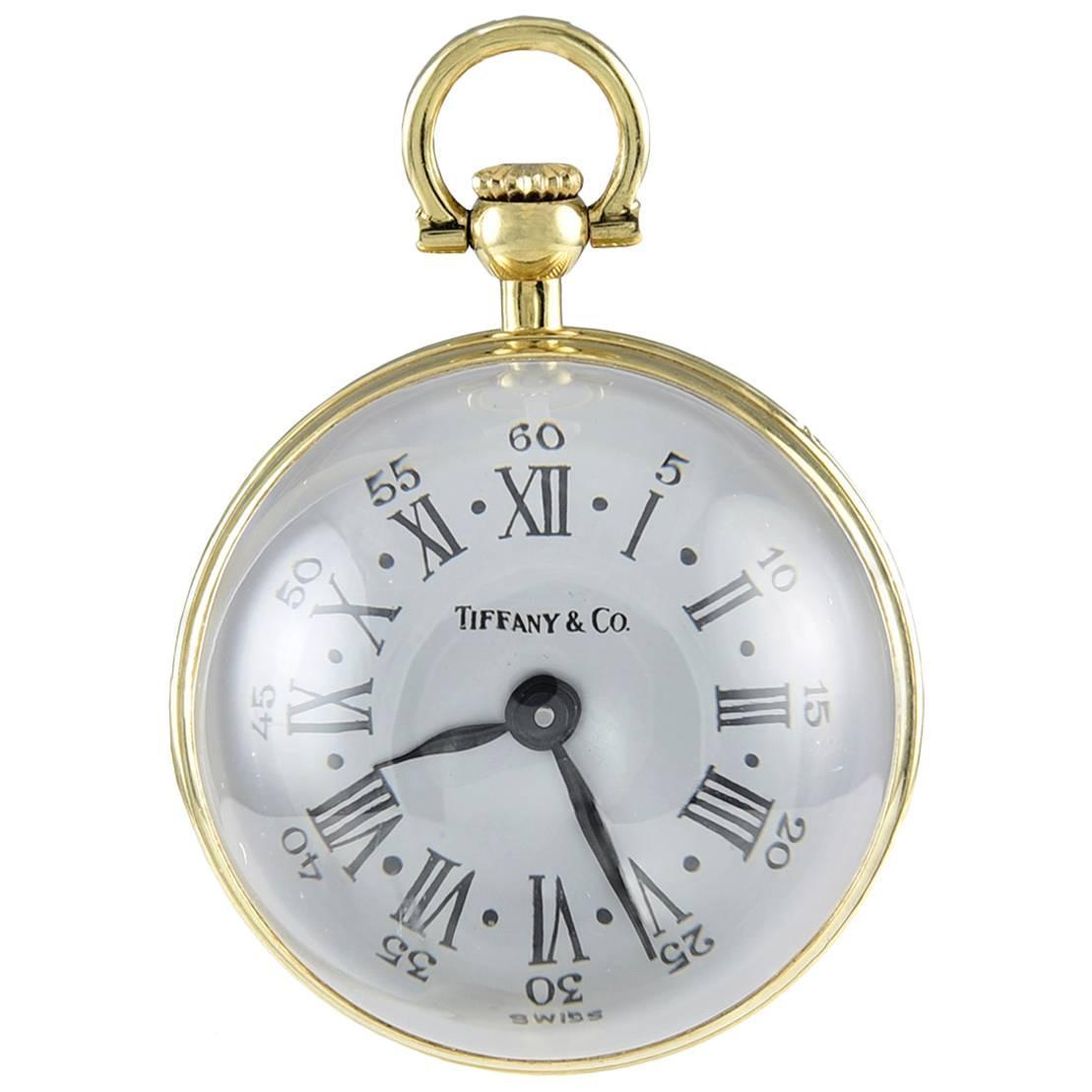Tiffany and Co. Crystal Gold Clock Pendant at 1stdibs