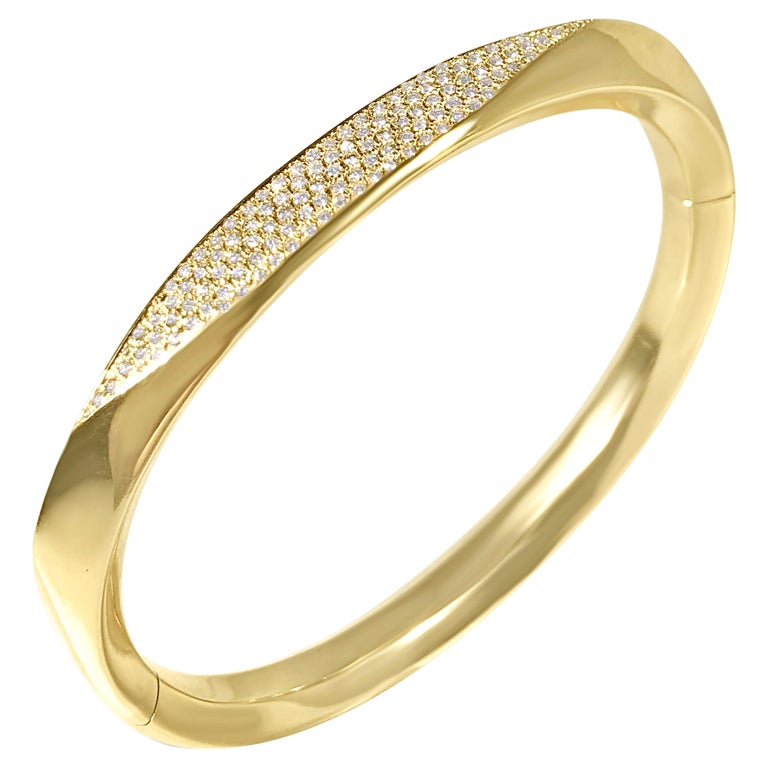 Matthia's and Claire 18kt Yellow Gold Angular Faceted Bangle For Sale at 1stDibs