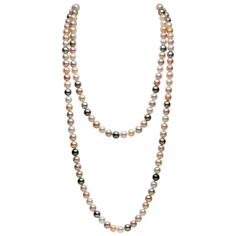 Yoko London Tahitian, South Sea and Pink Freshwater Pearl Rope Necklace ...