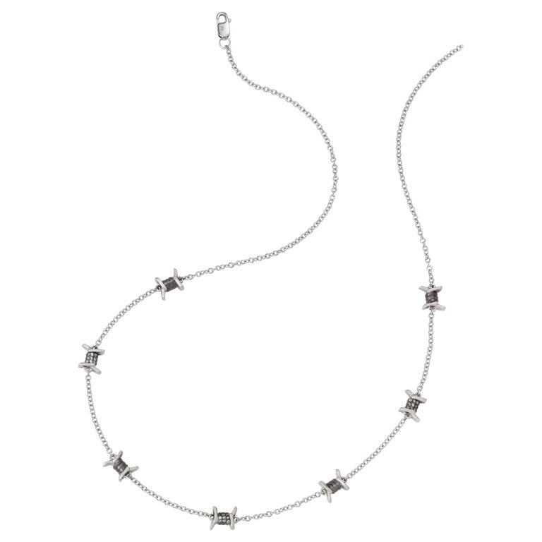 Wendy Brandes Barbed Wire Motif Satin-Finish Platinum Necklace With ...