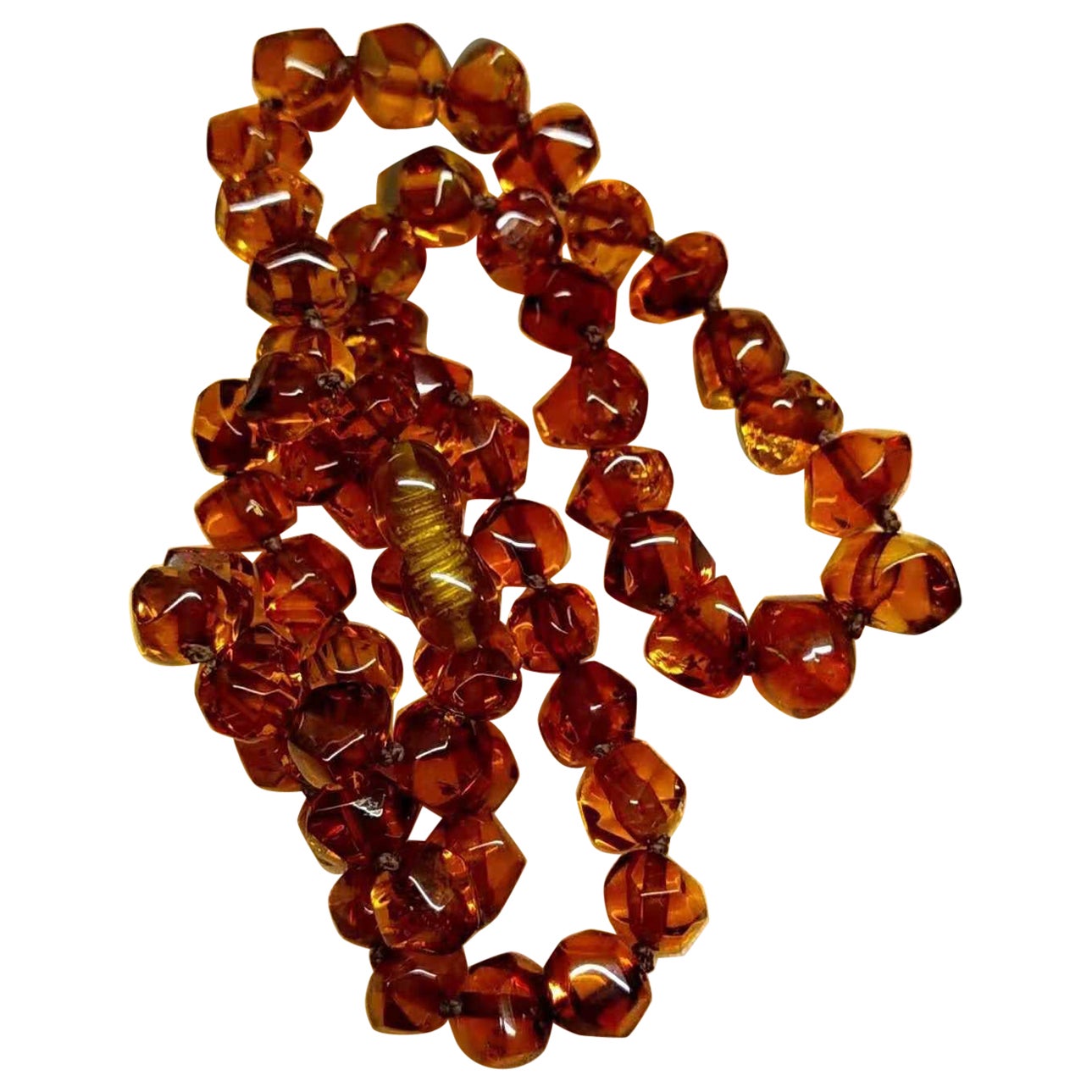 Antique Chinese Amber Court Necklace or Mala, 19th Century at 1stDibs