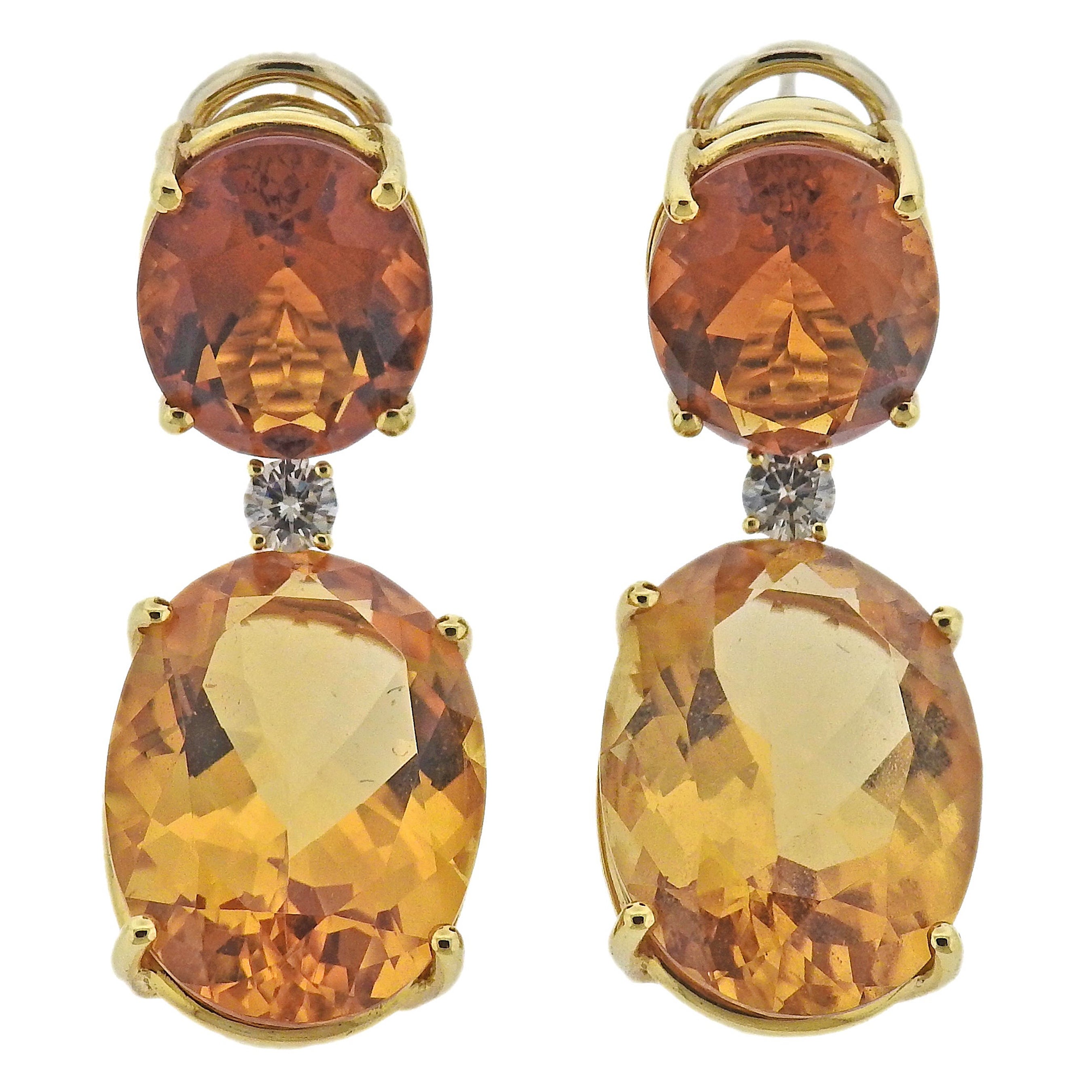 Elegant Citrine Peridot Diamond Gold Drop Earrings at 1stDibs Elegant Citrine Peridot Diamond Gold Drop Earrings at 1stDibs