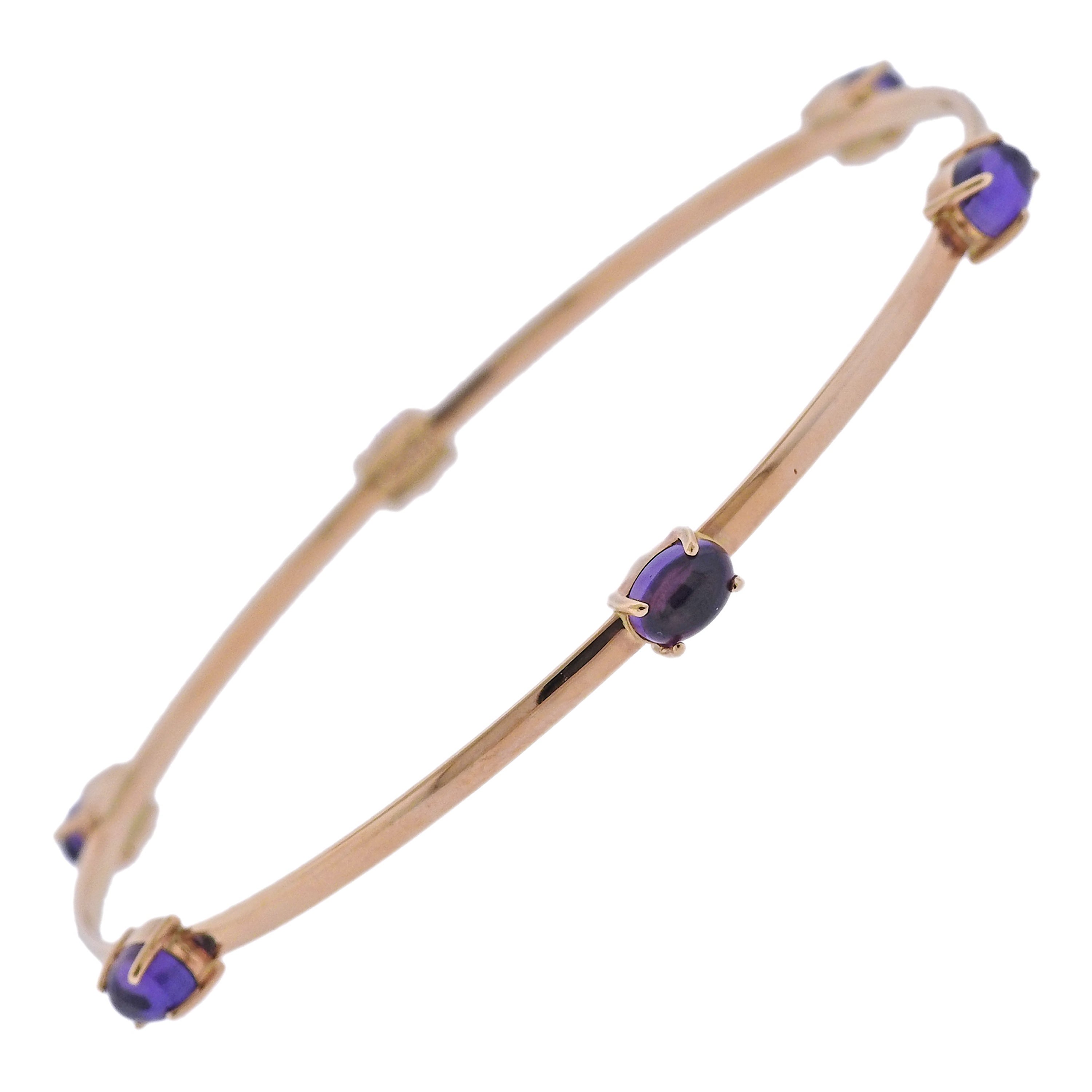 Antique Victorian Gothic Style Amethyst Gold Bangle Bracelet at 1stDibs