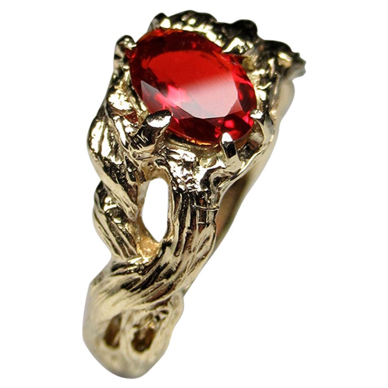 Impressive Sam Lehr Mexican Fire Opal Diamond Gold Ring at 1stDibs