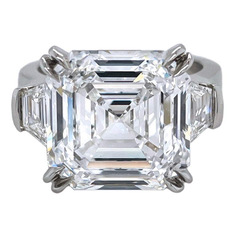 10.40 Carat D Flawless Square Emerald Cut Diamond Ring GIA Certified ...