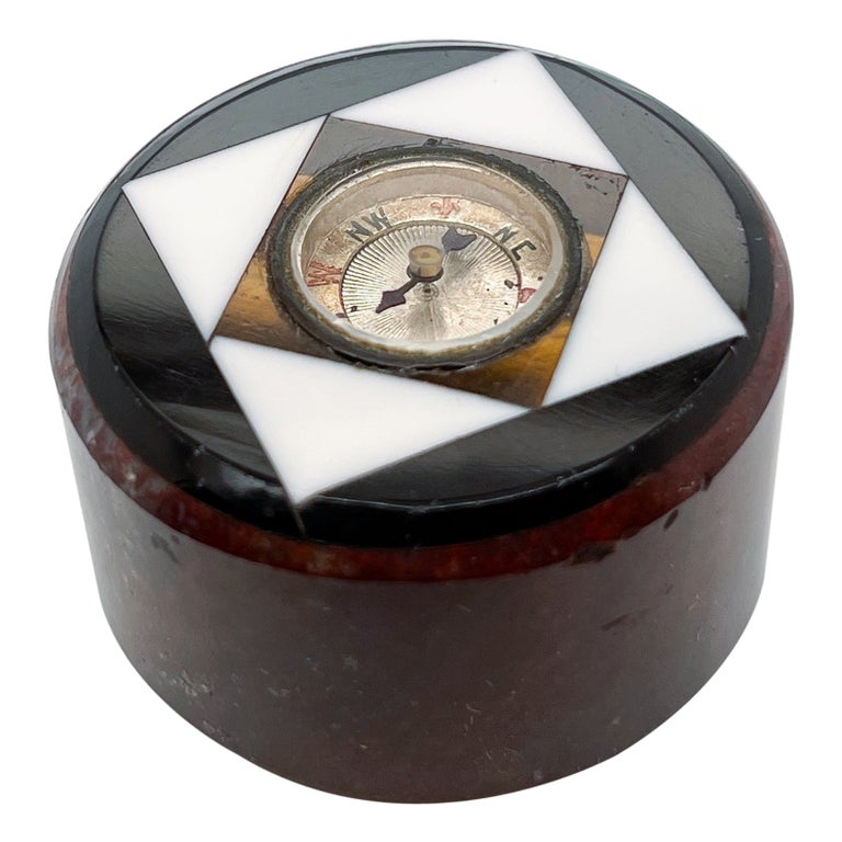 Antique Miniature Specimen Marble or Hard Stone Compass For Sale at 1stDibs