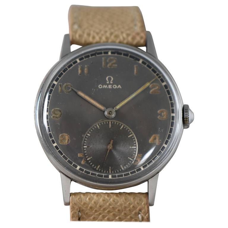 Omega Stainless Steel Radium Dial Calatrava Wristwatch at 1stDibs