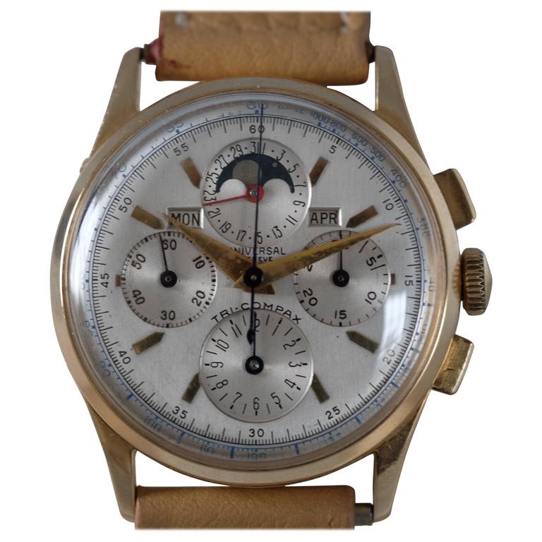 Universal Geneve Yellow Gold Tri-Compax Chronograph Wristwatch at ...