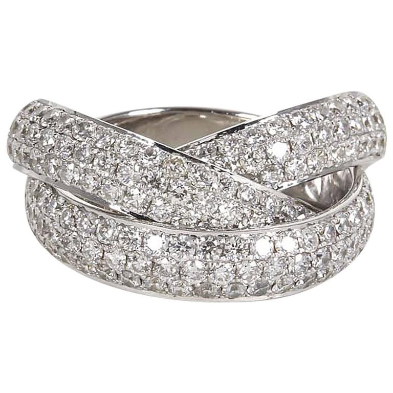 Diamond Gold Interlocking Rolling Ring For Sale at 1stDibs