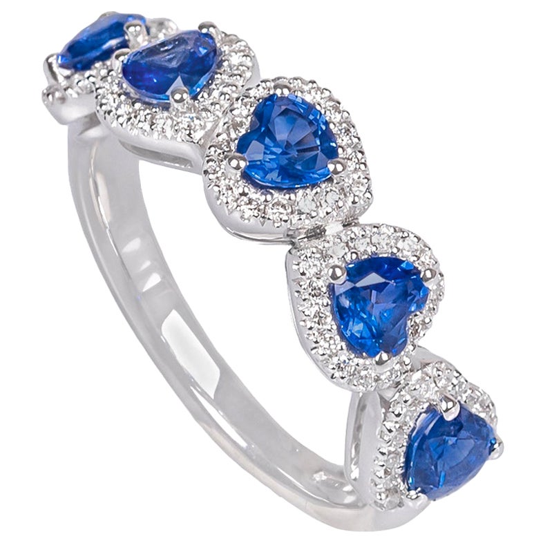 Sapphire Diamond Double Heart Ring at 1stDibs