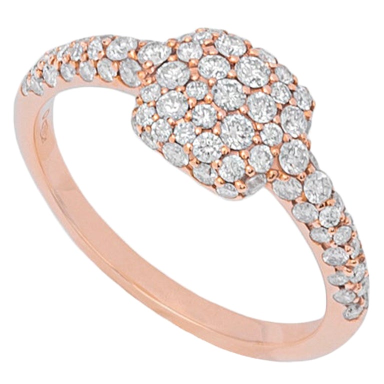 Customizable Pavé Diamonds and 18k Rose Gold Signet 'Cluster' Ring For ...