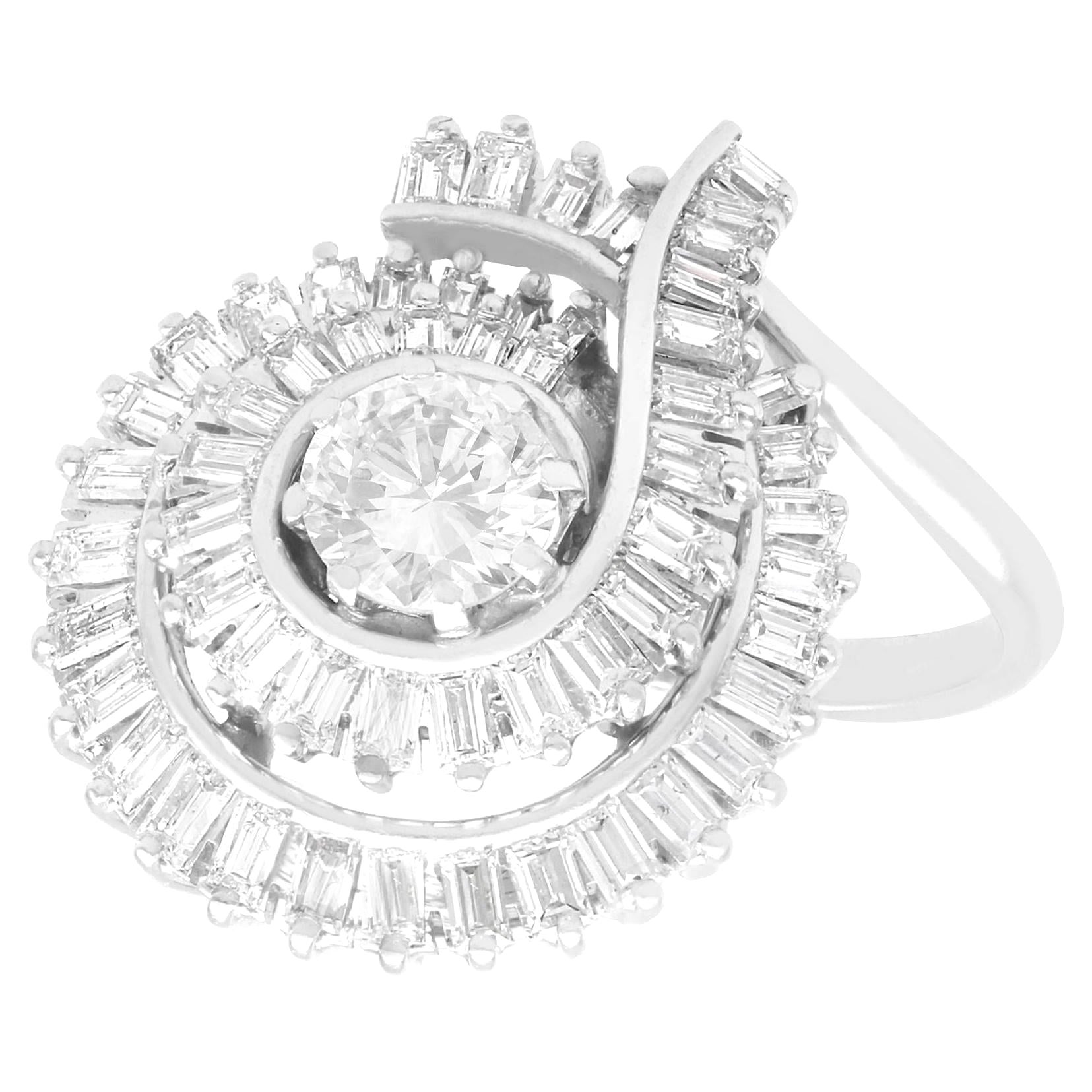 Platinum 3 Carat Diamond Convertible Ring to Pendant, circa 1950s at ...