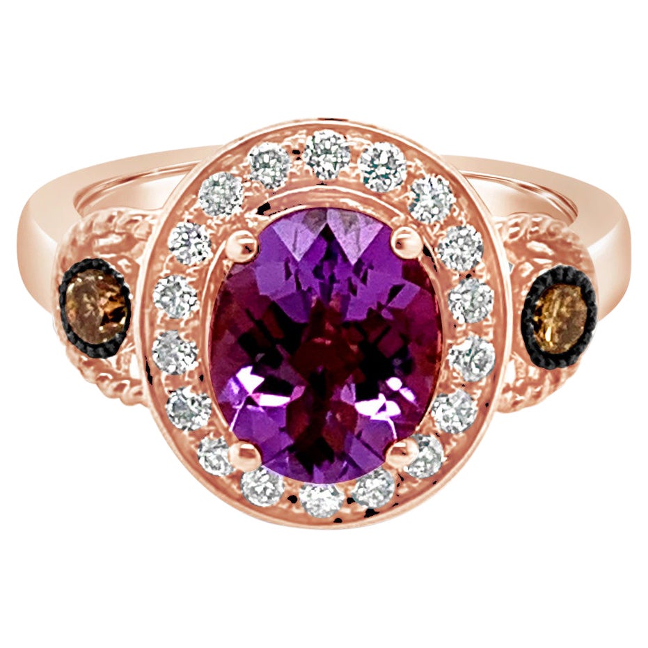 Kalwadi Amethyst Ring in 14k Rose Gold Diamond and Ametist For Sale at ...