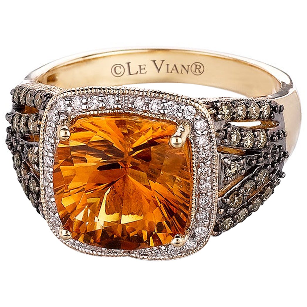 LeVian Smoky Topaz Citrine Gold Flower Ring at 1stDibs