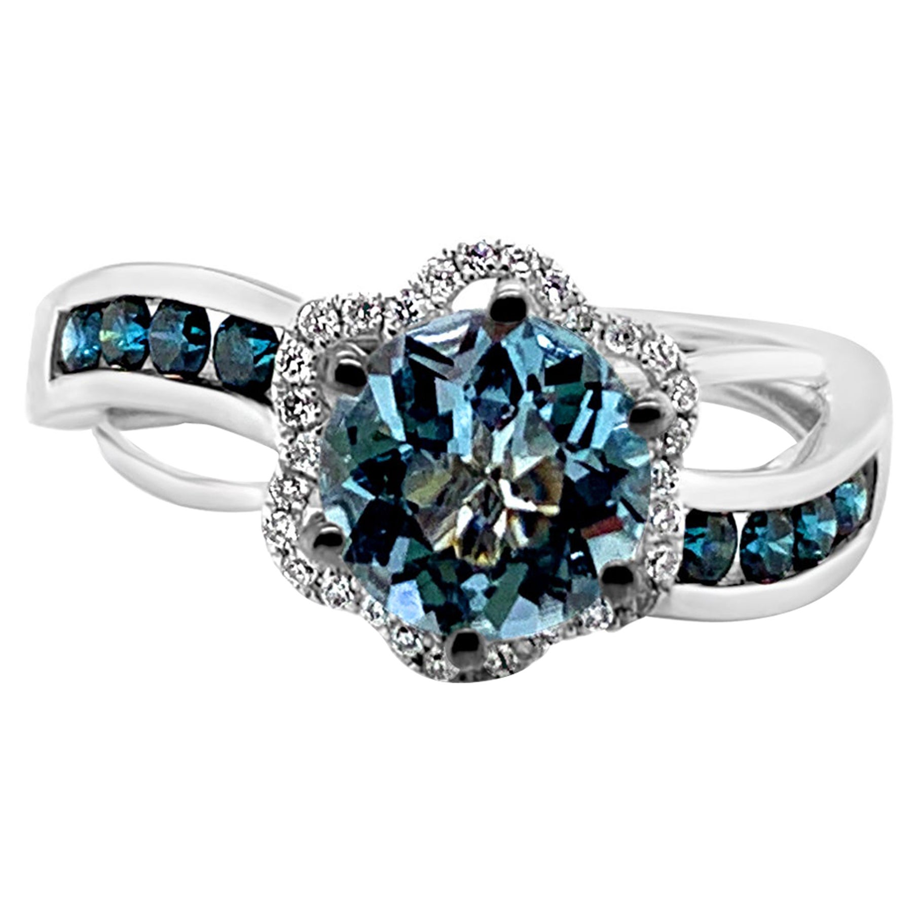 LeVian Exotics Ring Aquamarine Blue Diamonds Vanilla Diamonds 14K ...