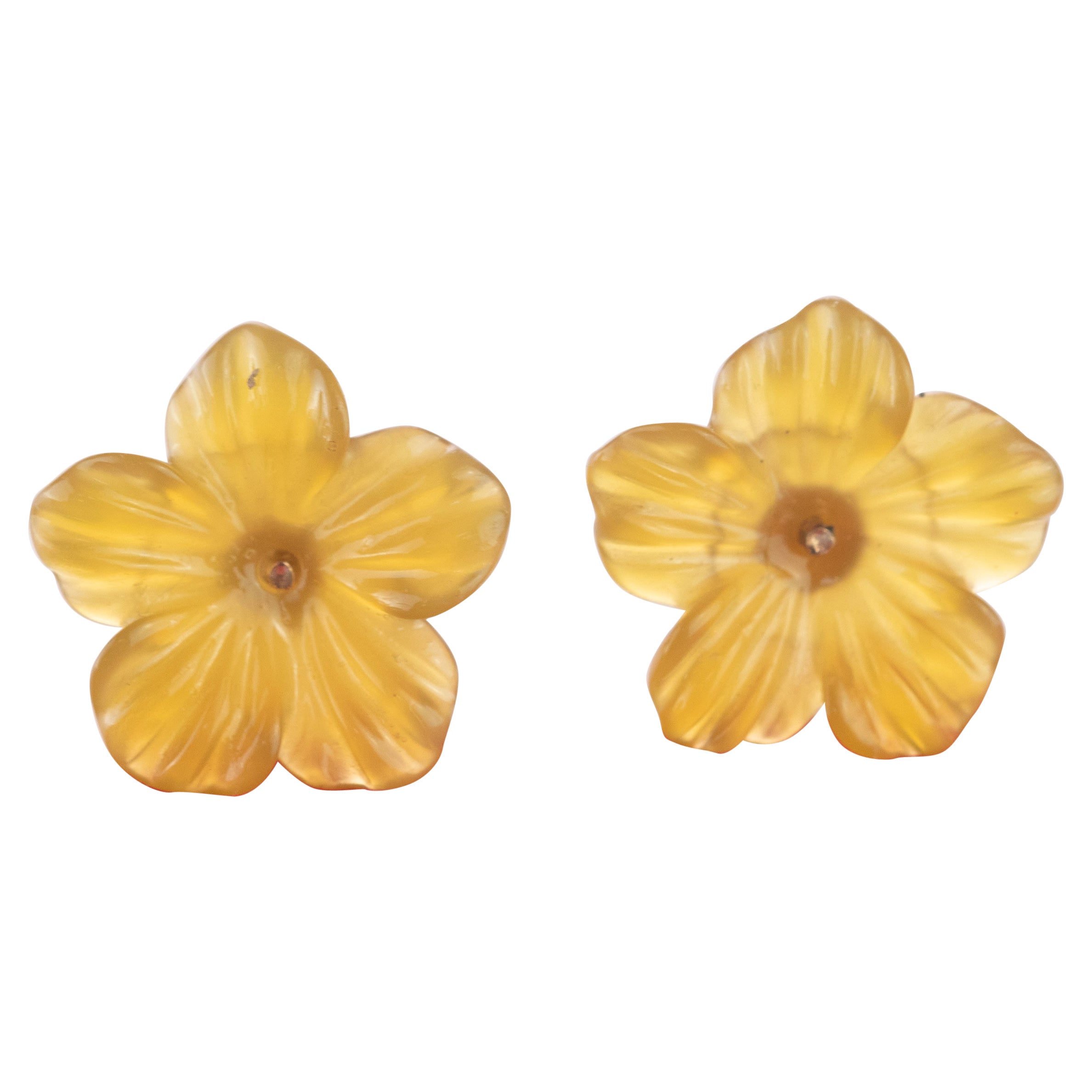 Yellow Agate Carved Flowers with Gold and Diamond Flower Centres For ...