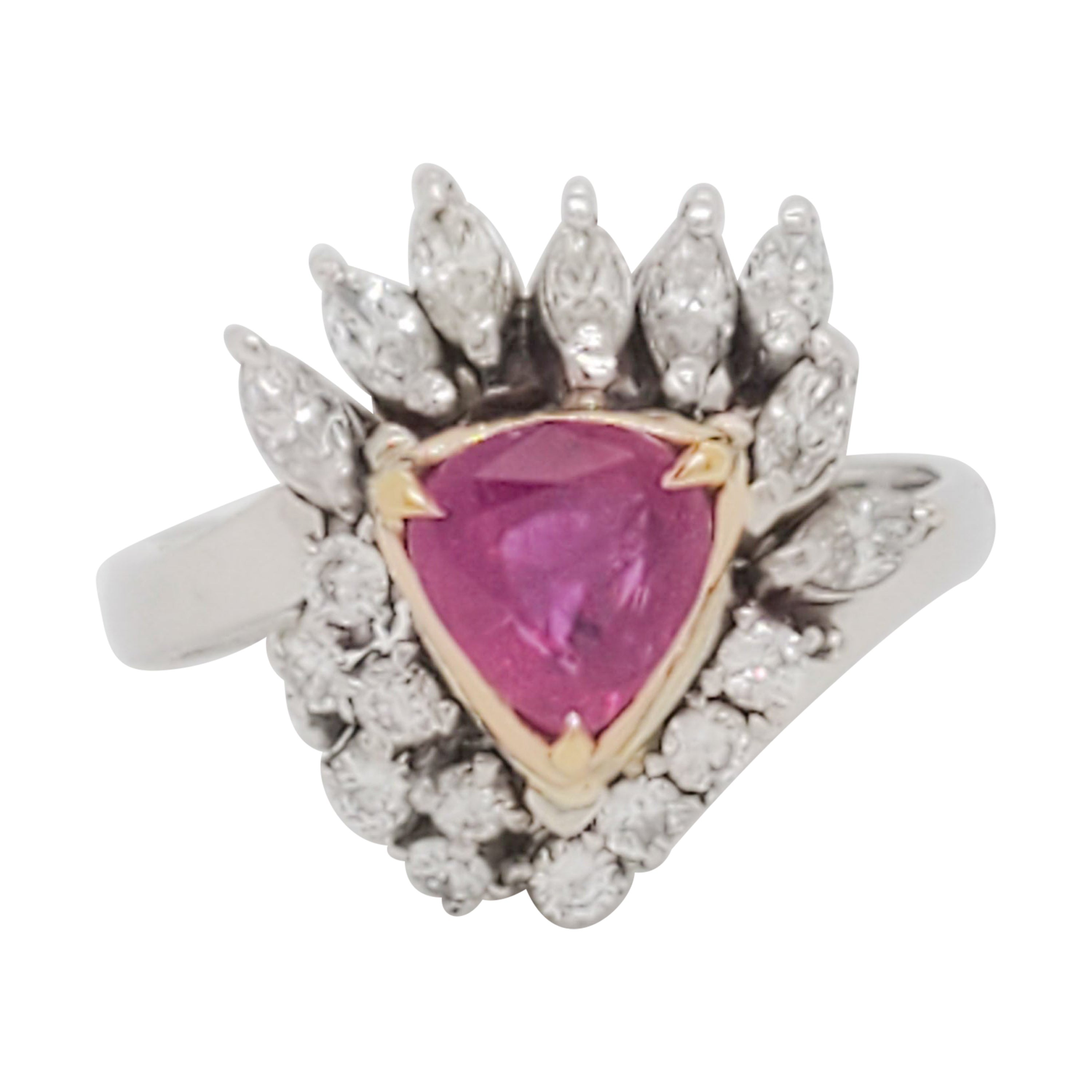 Platinum and 18K Victorian Estate Vintage Antique Ruby and Rose Cut Diamond Ring For Sale at ...
