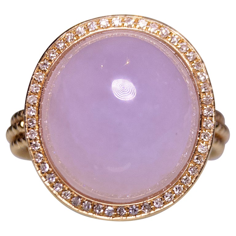 Type A Natural Light Lavender Colour Jadeite Jade Ring in 18k Pink Gold ...