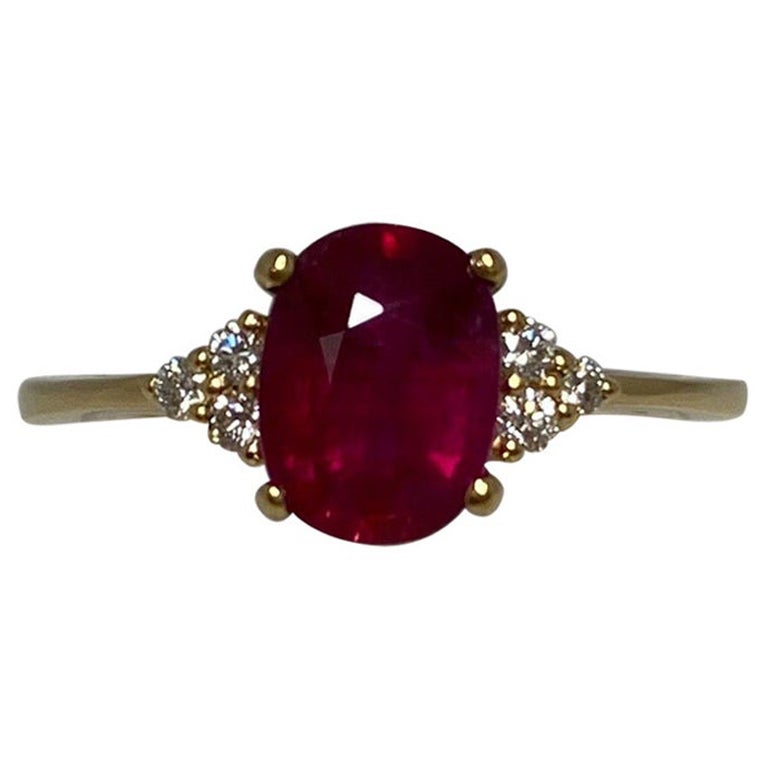 Natural Untreated Ruby Diamond Heart Cluster Ring, 1975 For Sale at 1stDibs