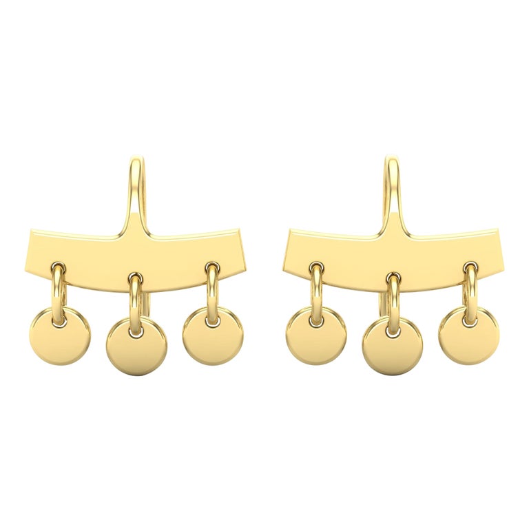 22 Karat Gold Disk Dangle Earrings by Romae Jewelry Inspired by Ancient ...