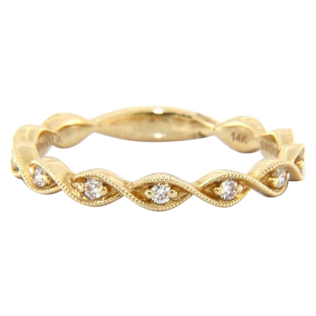 New Gabriel and Co. Diamond Wave Band Ring in 14K Yellow Gold For Sale ...