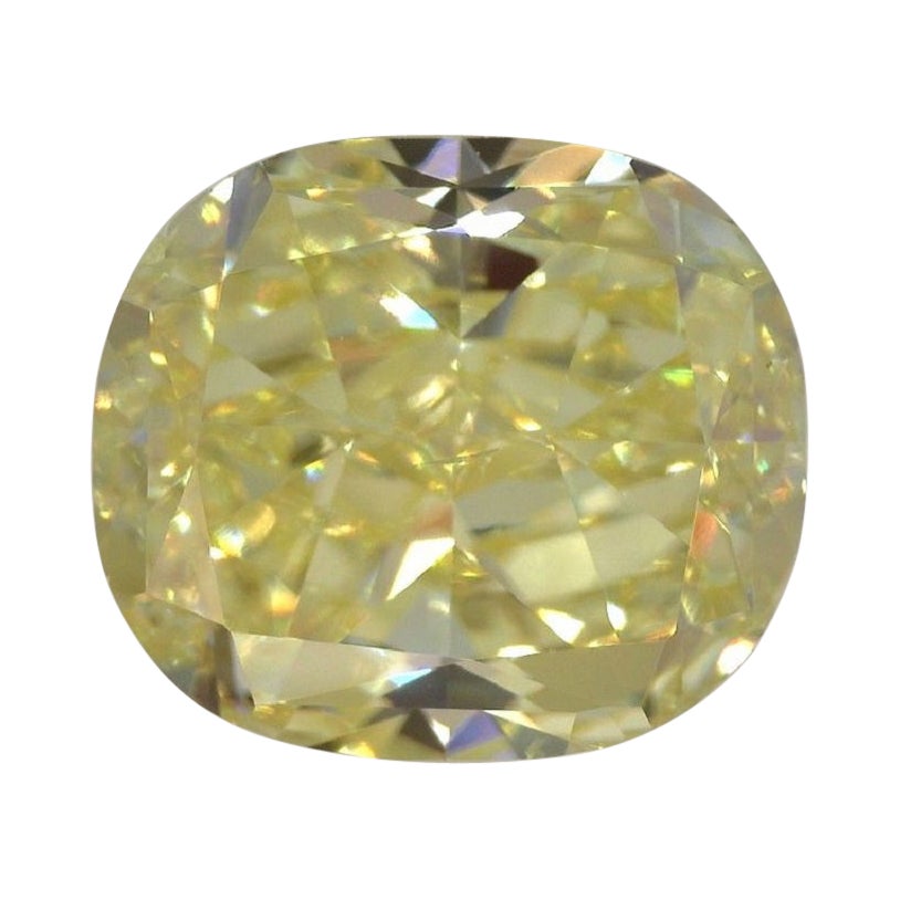 Fancy Light Yellow Diamond Ring 3.01 Carat Cushion Cut GIA Certified ...