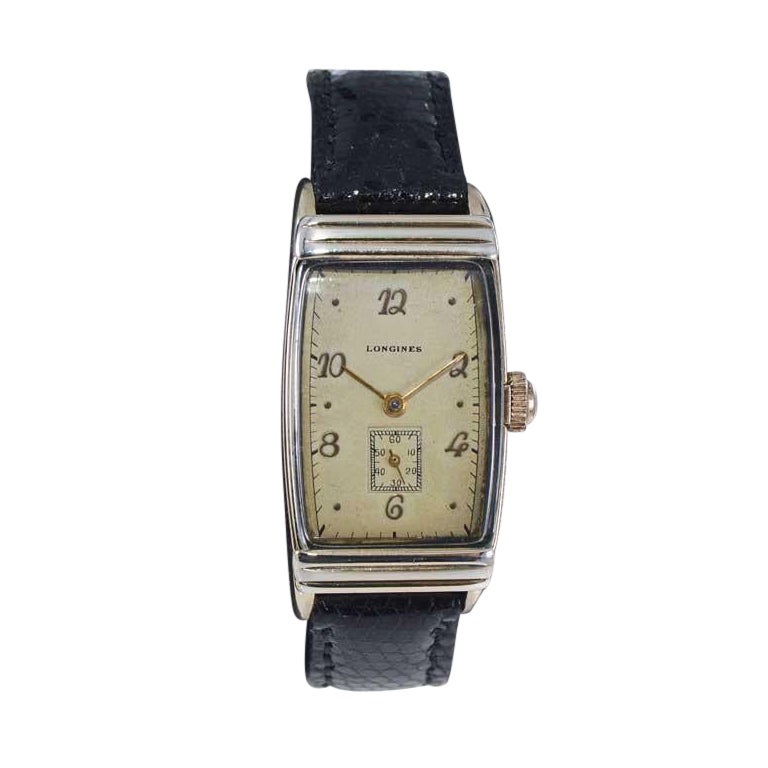 Longines Gold Filled Art Deco Tonneau Shape Watch from 1940's For Sale ...