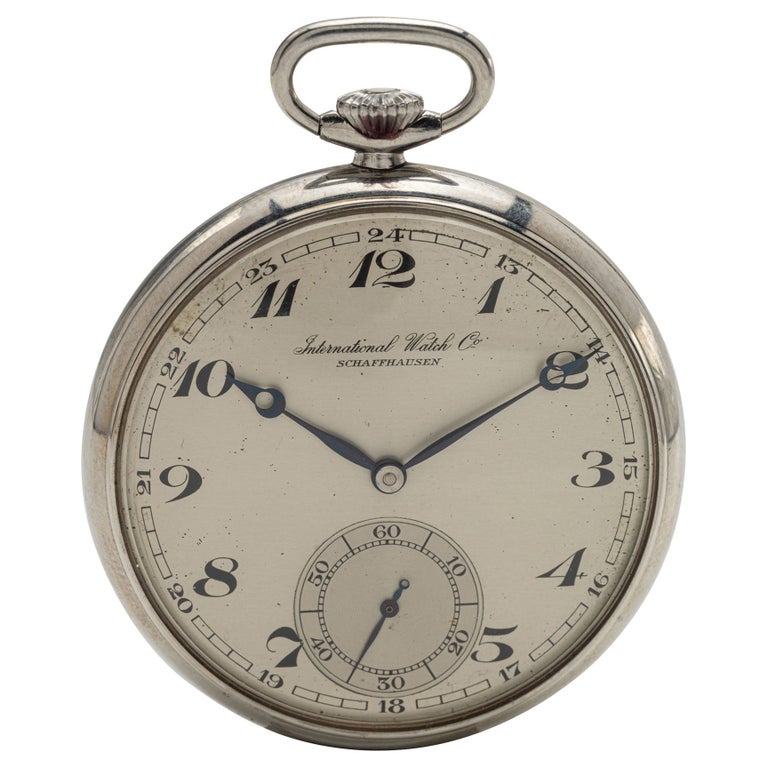 International Watch Co. Stainless Steel Open Face Watch For Sale at 1stDibs