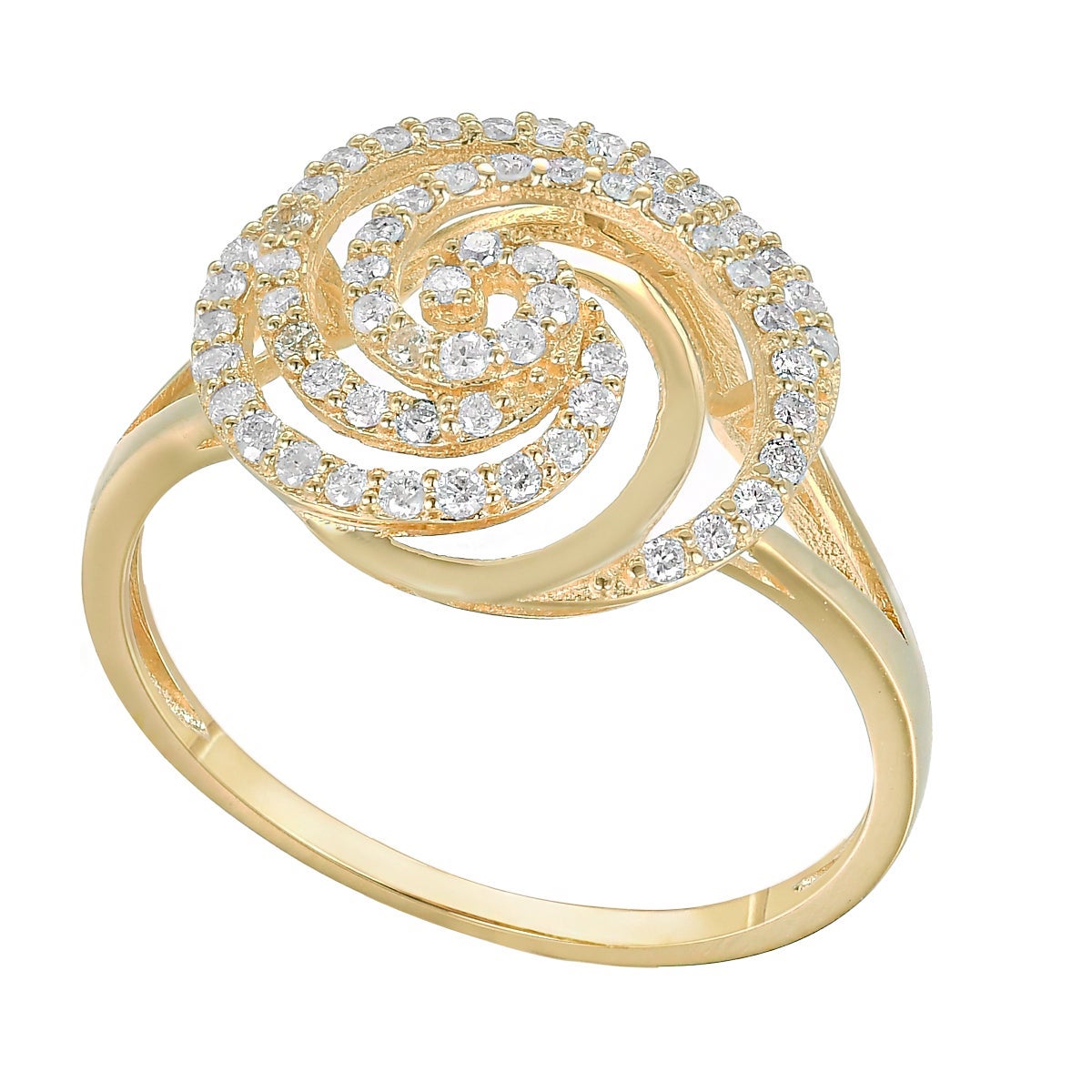Ring in 18k White and Yellow Gold with Diamond Swirl, Stack Design For ...