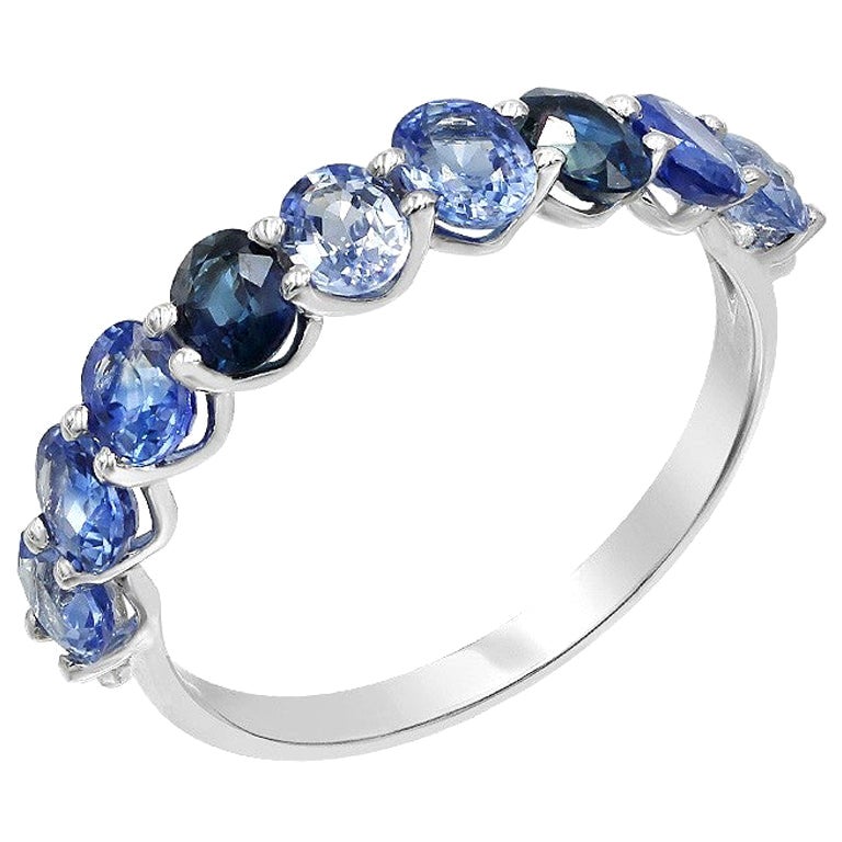 Fancy Blue Sapphire Diamond White Gold Ring For Sale at 1stDibs