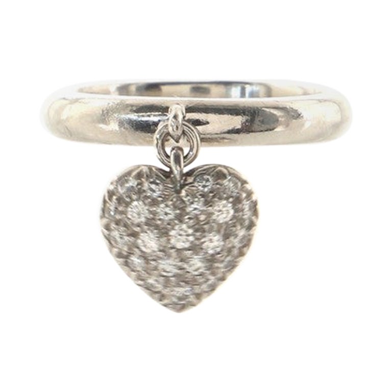 Tiffany and Co. Sentimental Heart Charm Ring Platinum with Pave ...