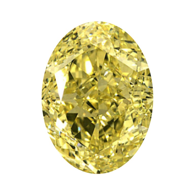 Diamant jaune fantaisie ovale de 5,05 carats certifié par le GIA En ...