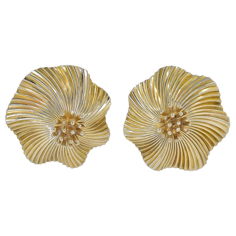 Retro Tiffany and Co. Flower Earrings For Sale at 1stDibs