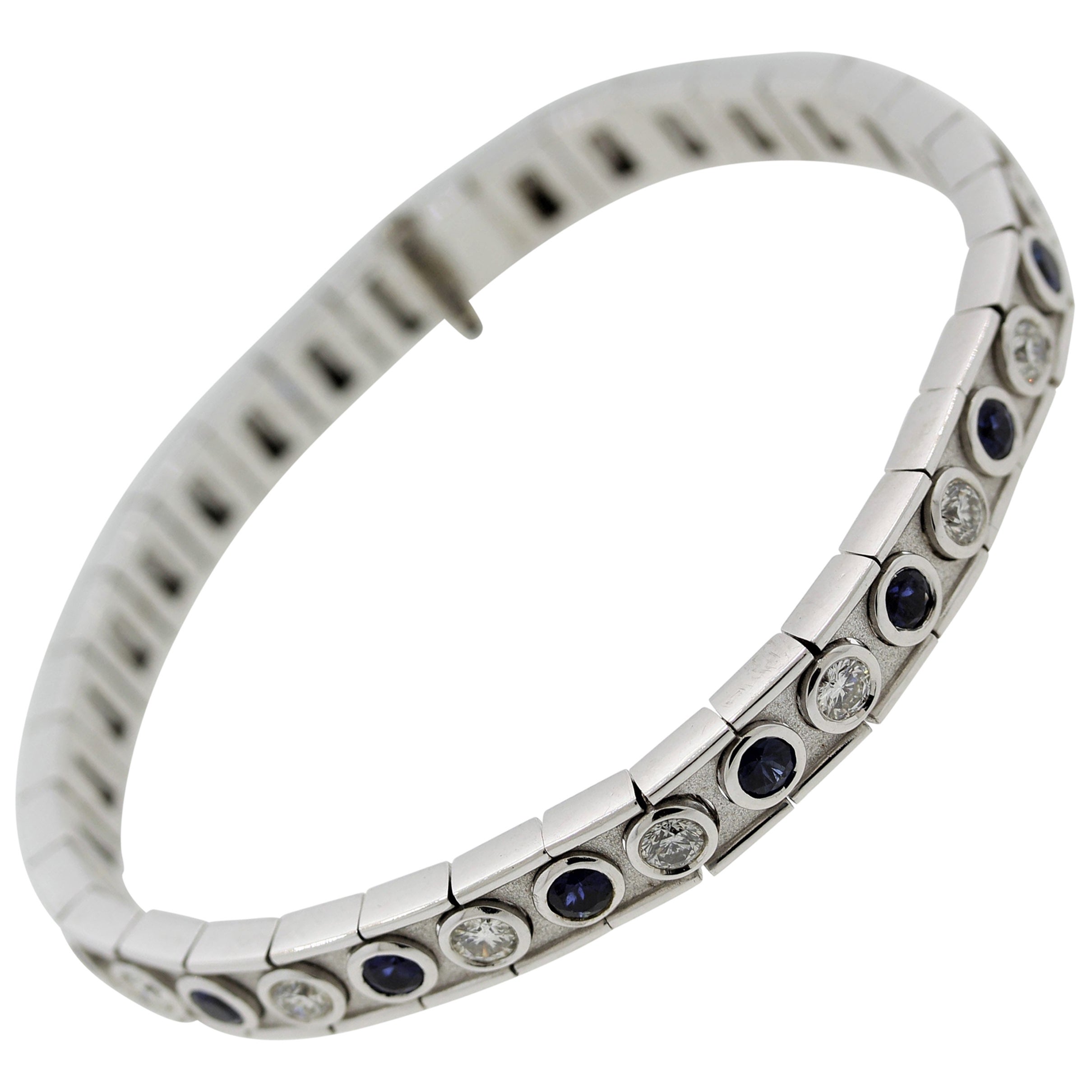 Invisible-Set Sapphire and Diamond Bracelet at 1stDibs