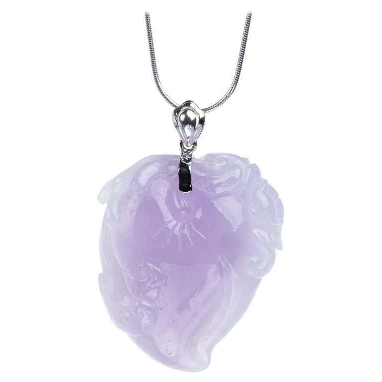 Lavender Jadeite Jade Peach Pendant, Certified Untreated at 1stDibs