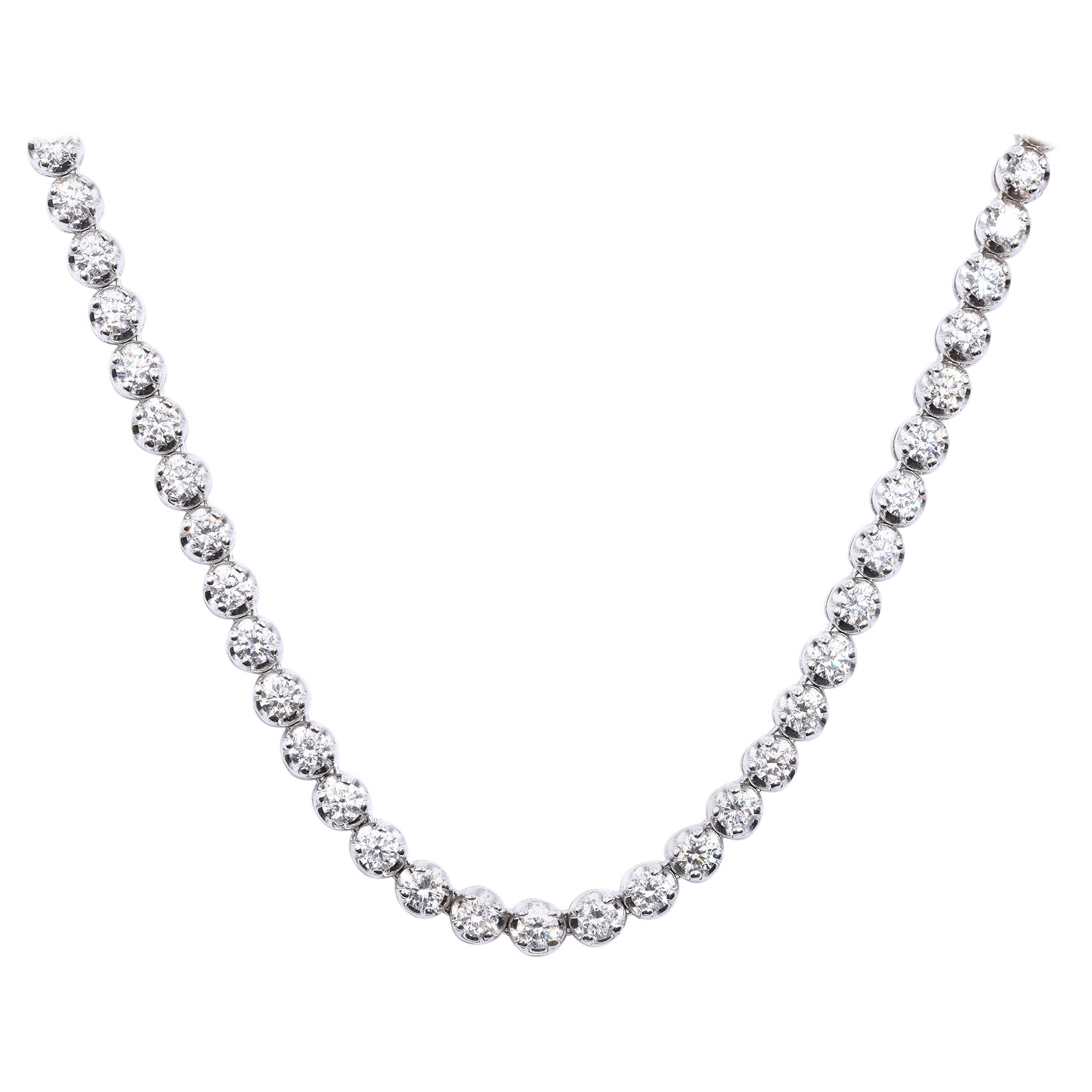 Triple Row Diamond Necklace at 1stDibs | single row diamond necklace