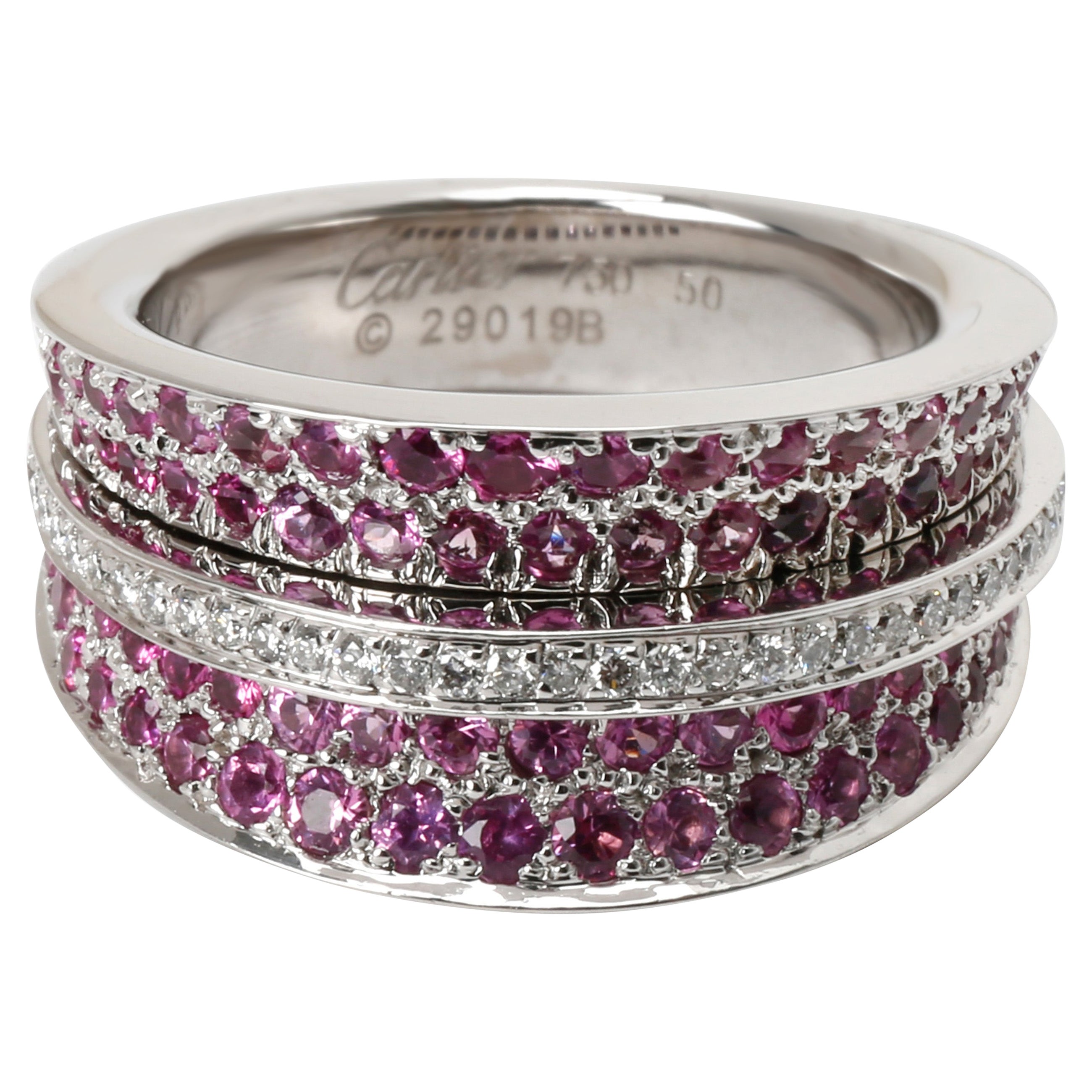 Cartier Paris Pink Sapphire and Diamond Ring in 18K White Gold 1.40 CTW ...
