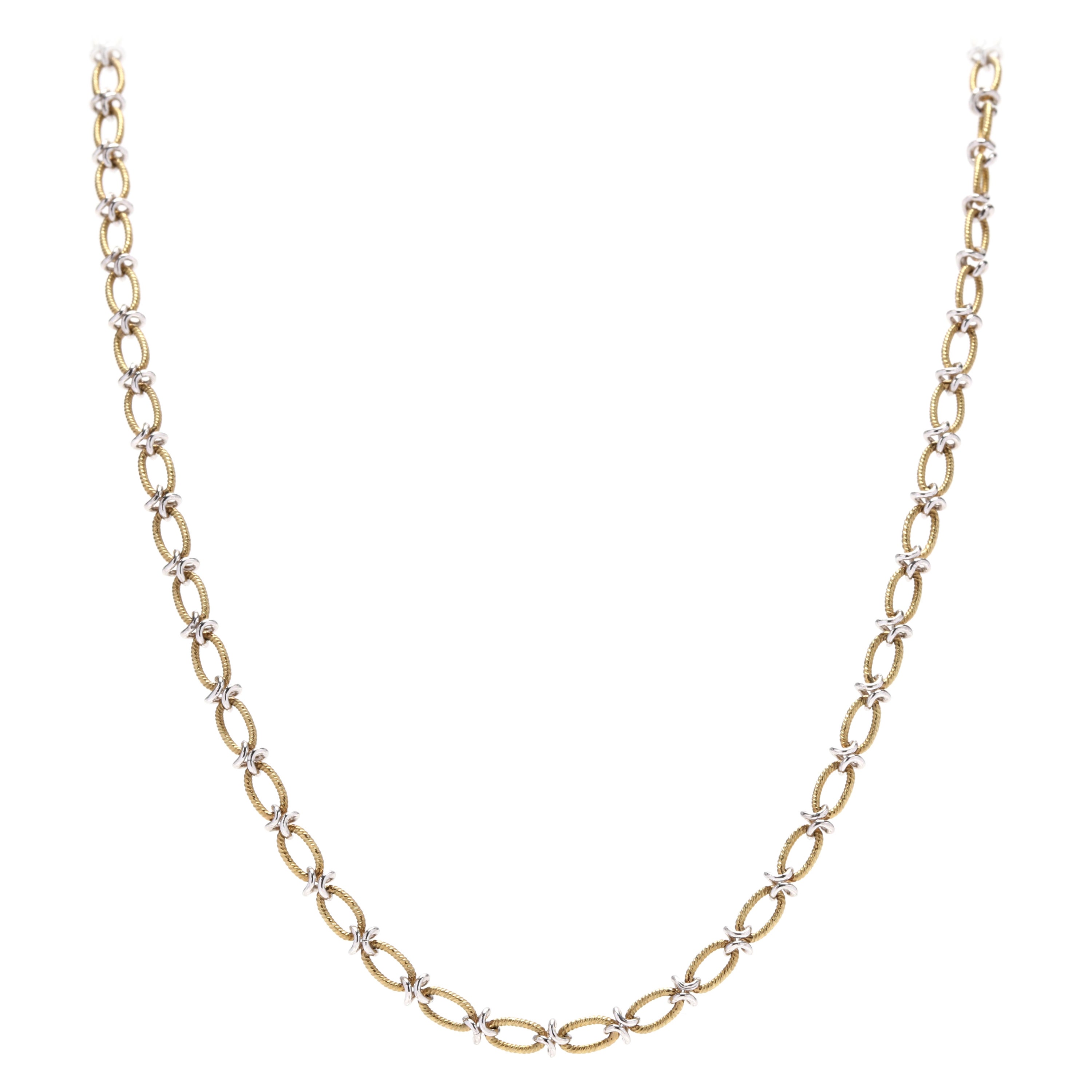 1970s Gold Textured Link Neck Chain at 1stDibs
