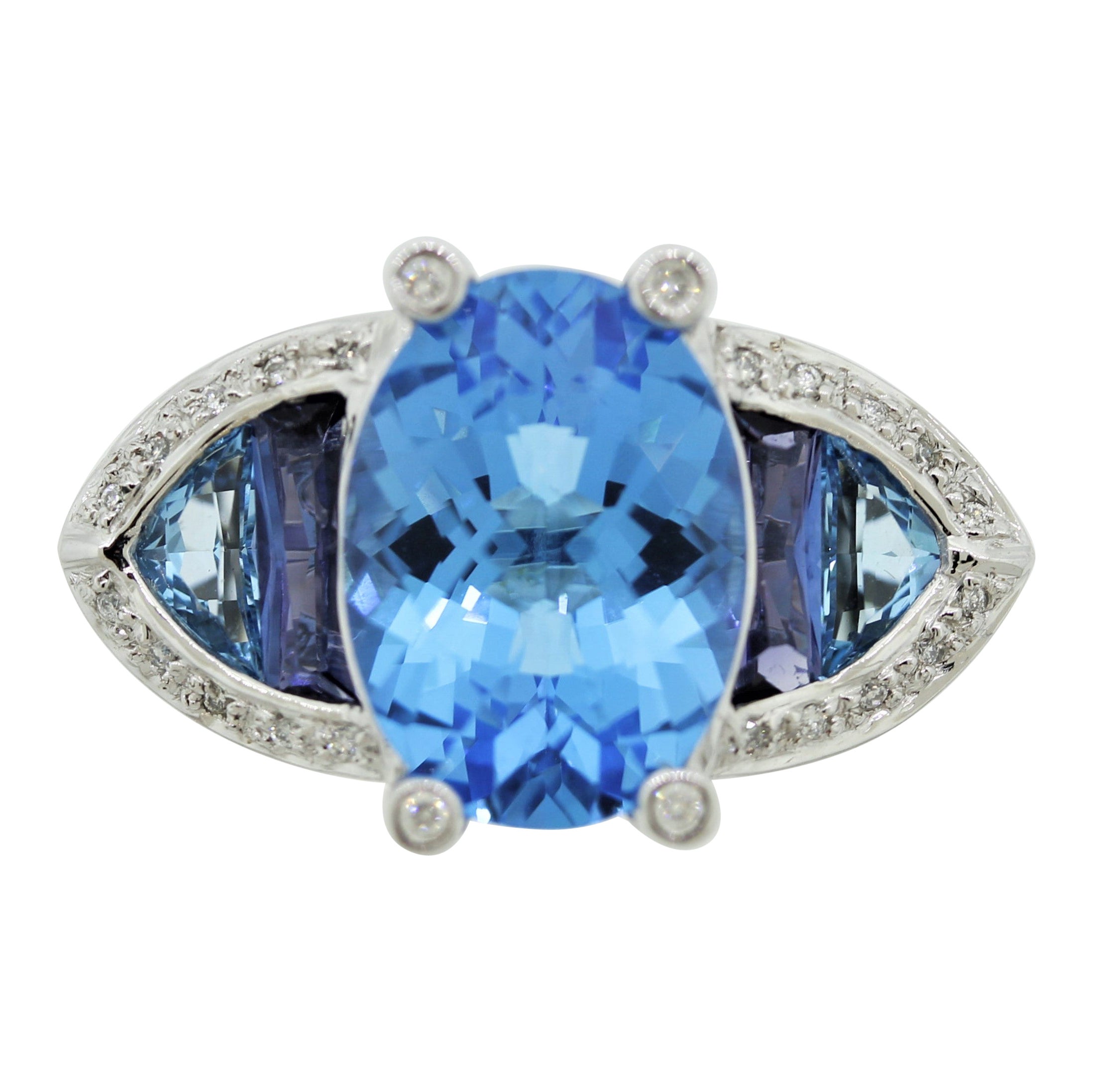 Bellarri the Cove Blue Topaz Gold Diamond Ring For Sale at 1stDibs