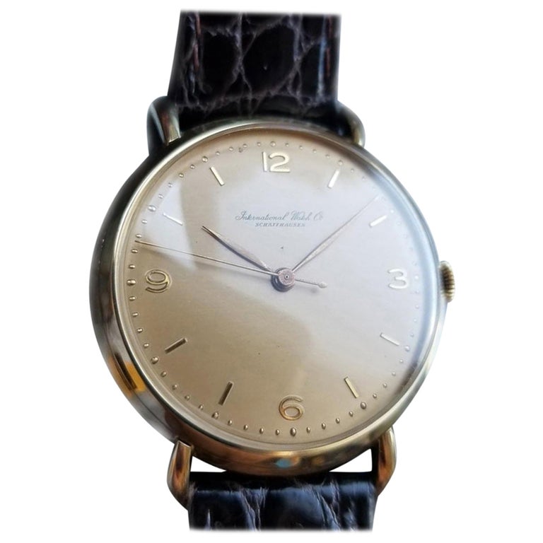 Mens IWC 18k Solid Gold Hand-Wind Dress Watch c1950s Swiss Vintage ...