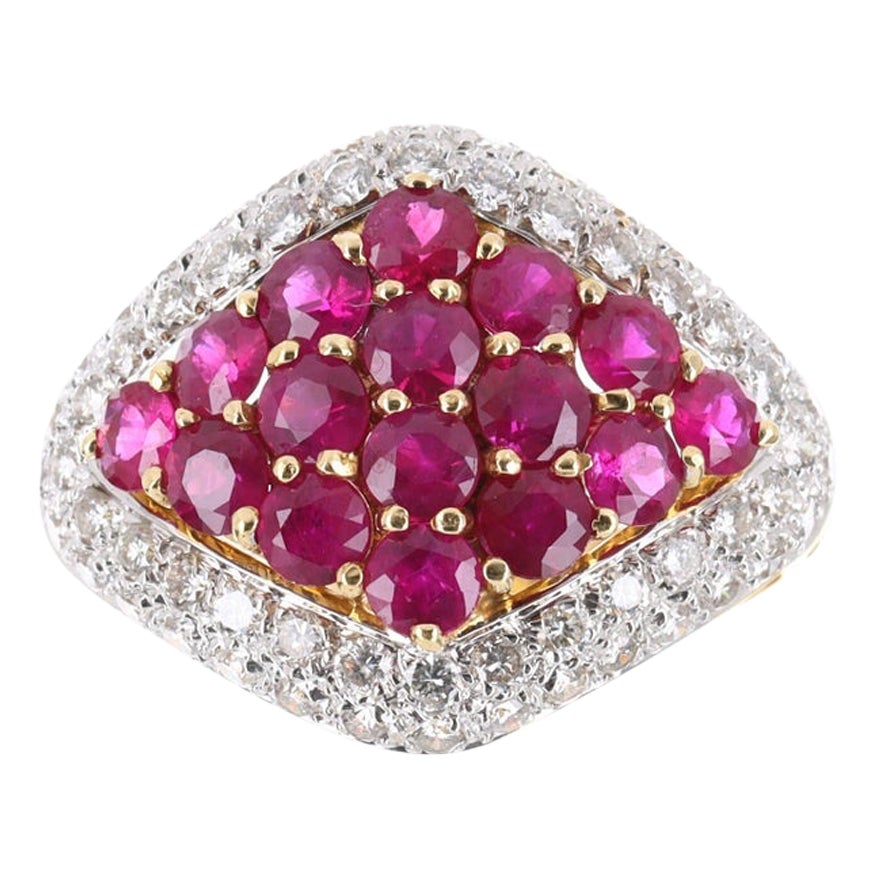 Ruby Tulip Ring, Flower Ring, Natural Ruby, Rope Band, 6 Ruby Cluster ...