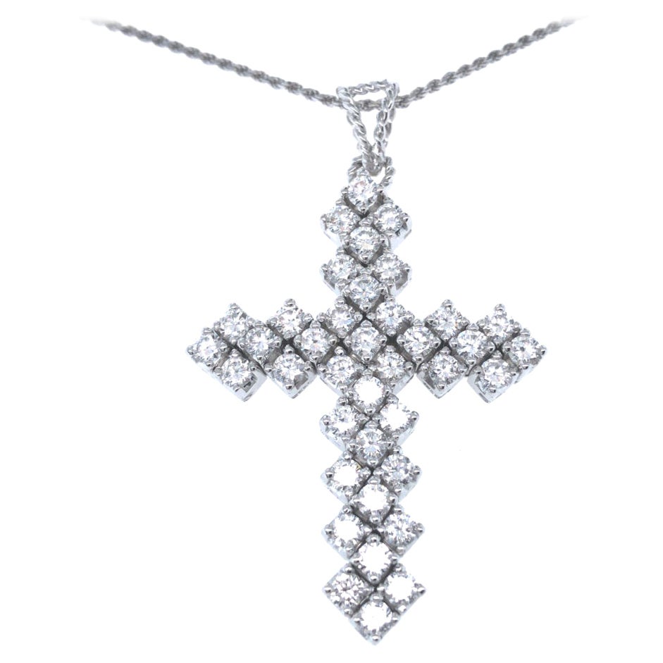 Diamond and White Gold Elaborate Cross at 1stDibs
